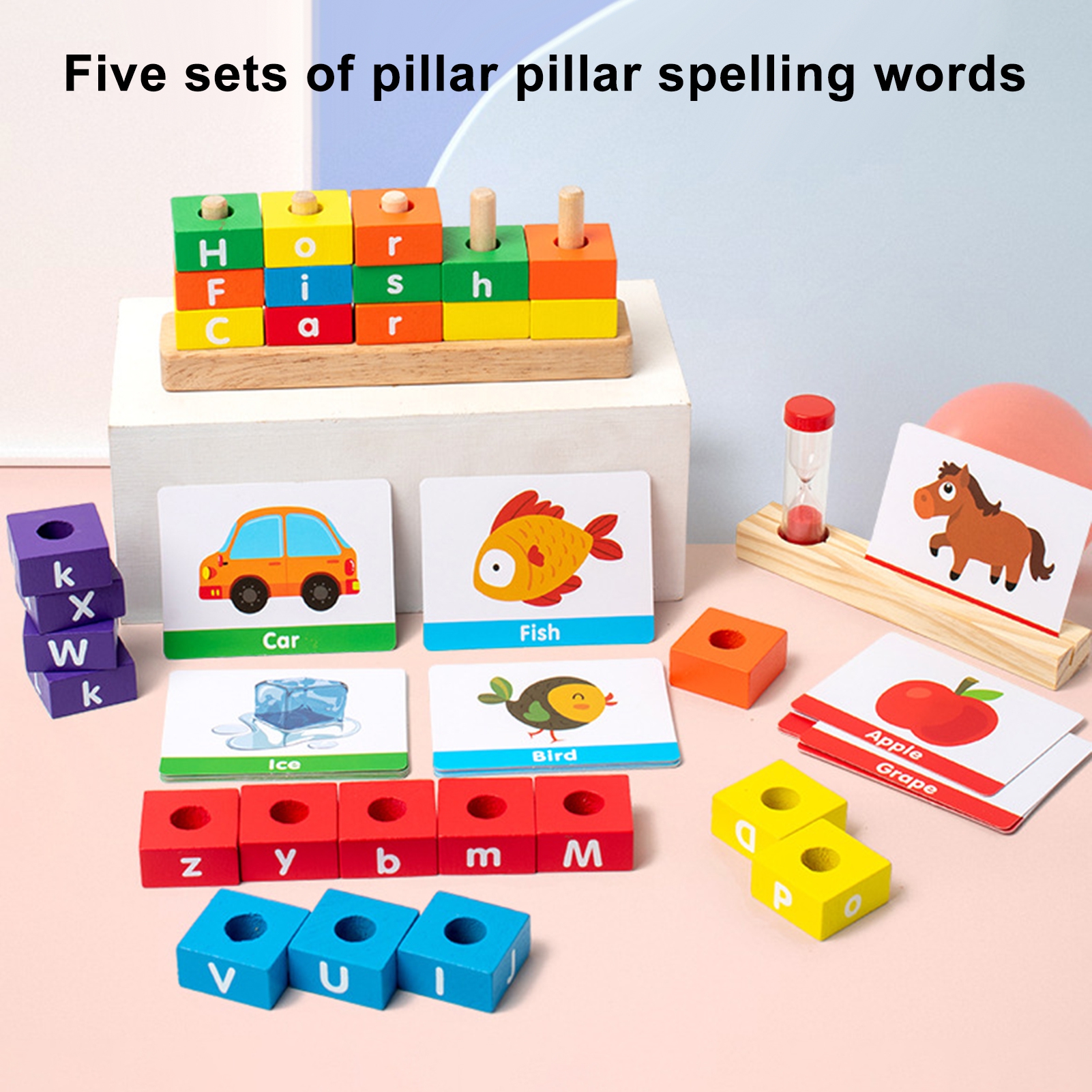 English Letter Word Blocks Wooden Smooth Safe Design Educational Block ...