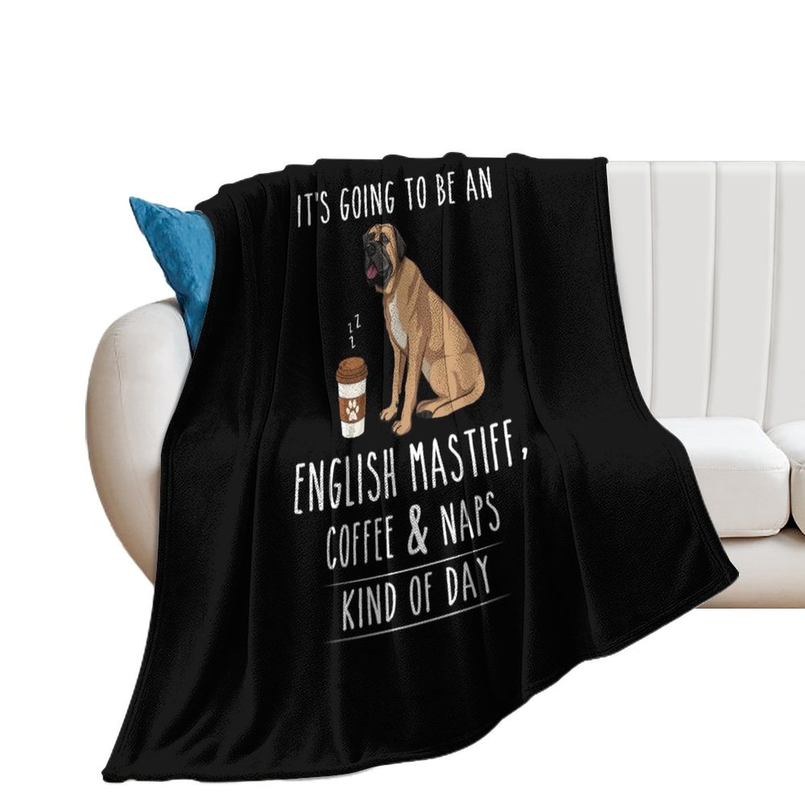 English Mastiff Coffee and Naps Funny Throw Blanket manga Winter beds ...
