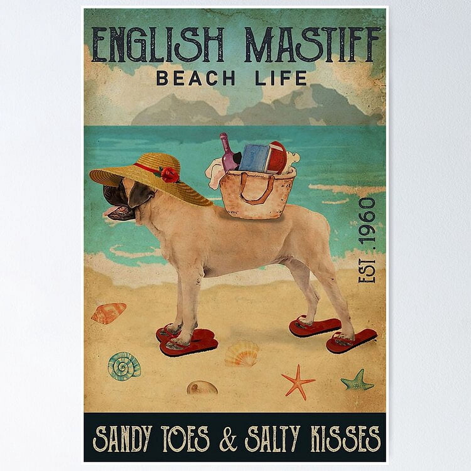 English Mastiff Dog Beach Life Sandy Toes Poster- Unframed Poster ...