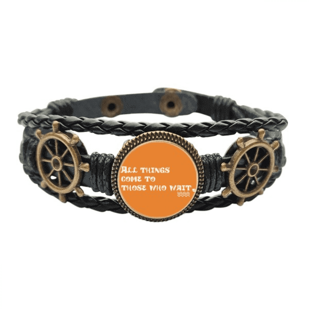 English Motto Self Motivation Leather Braided Ocean Bracelet Wristband ...
