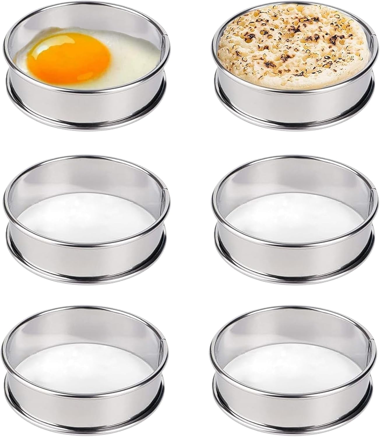English Muffin Rings 4 Inch: Stainless Steel Crumpet Rings, Nonstick ...