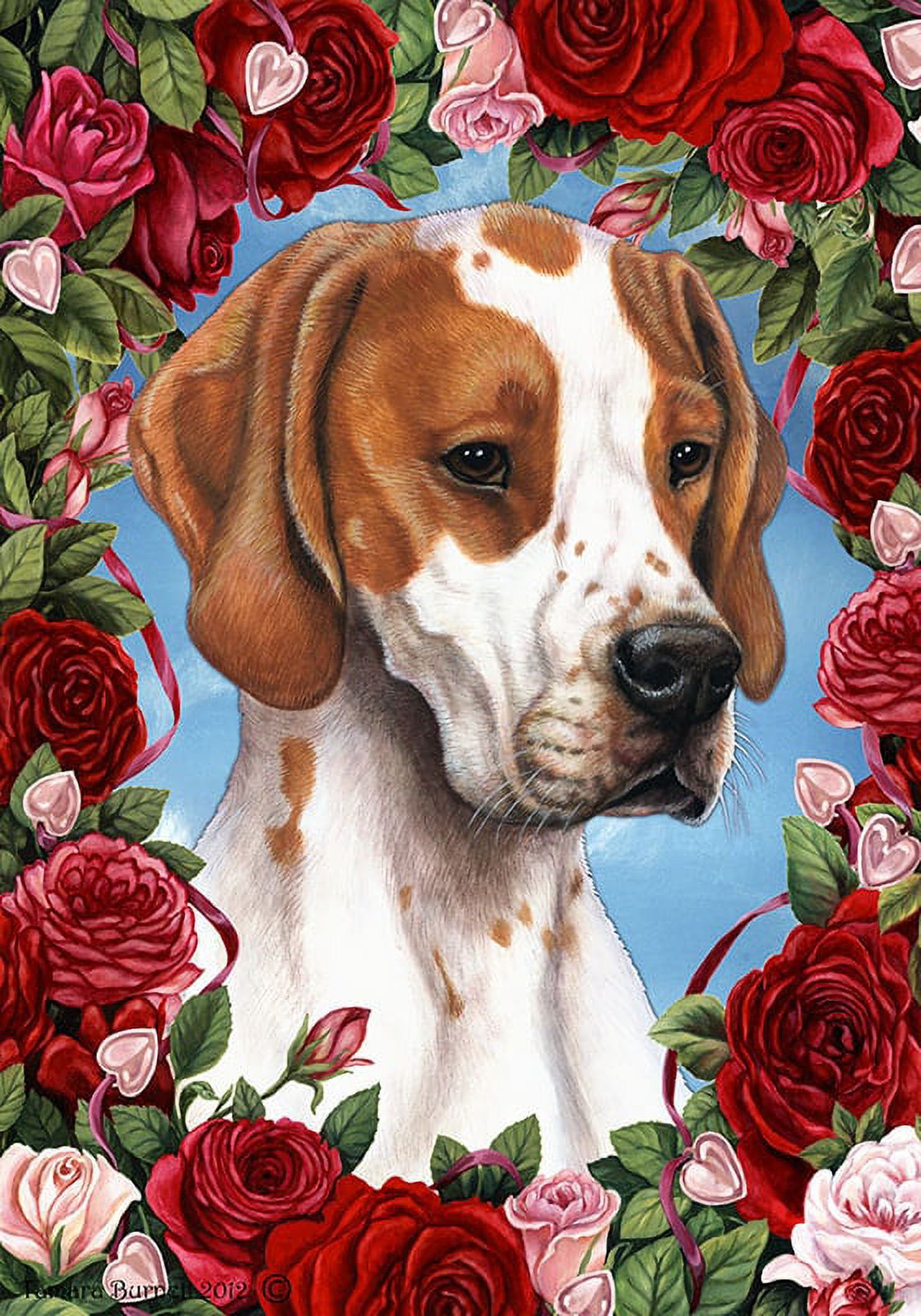 English Pointer Red/White - Best of Breed Valentine Roses House Flag ...