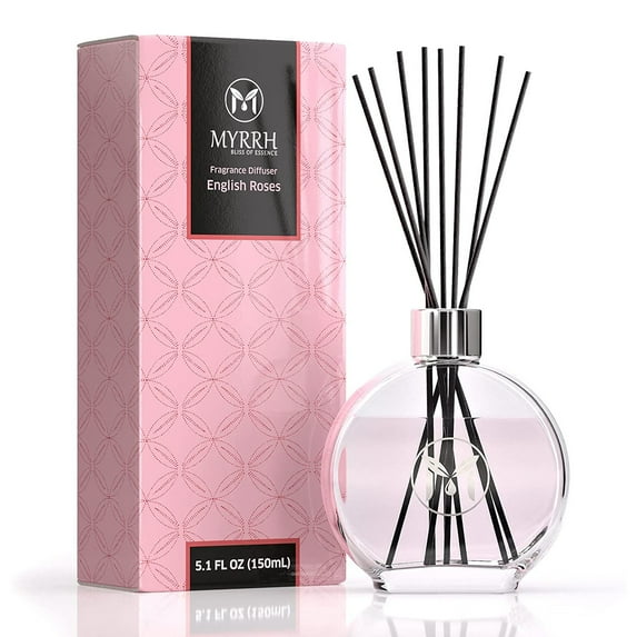English Roses Reed Diffuser - All Natural Air Freshener with 8 Rattan Diffuser Sticks, Long ...