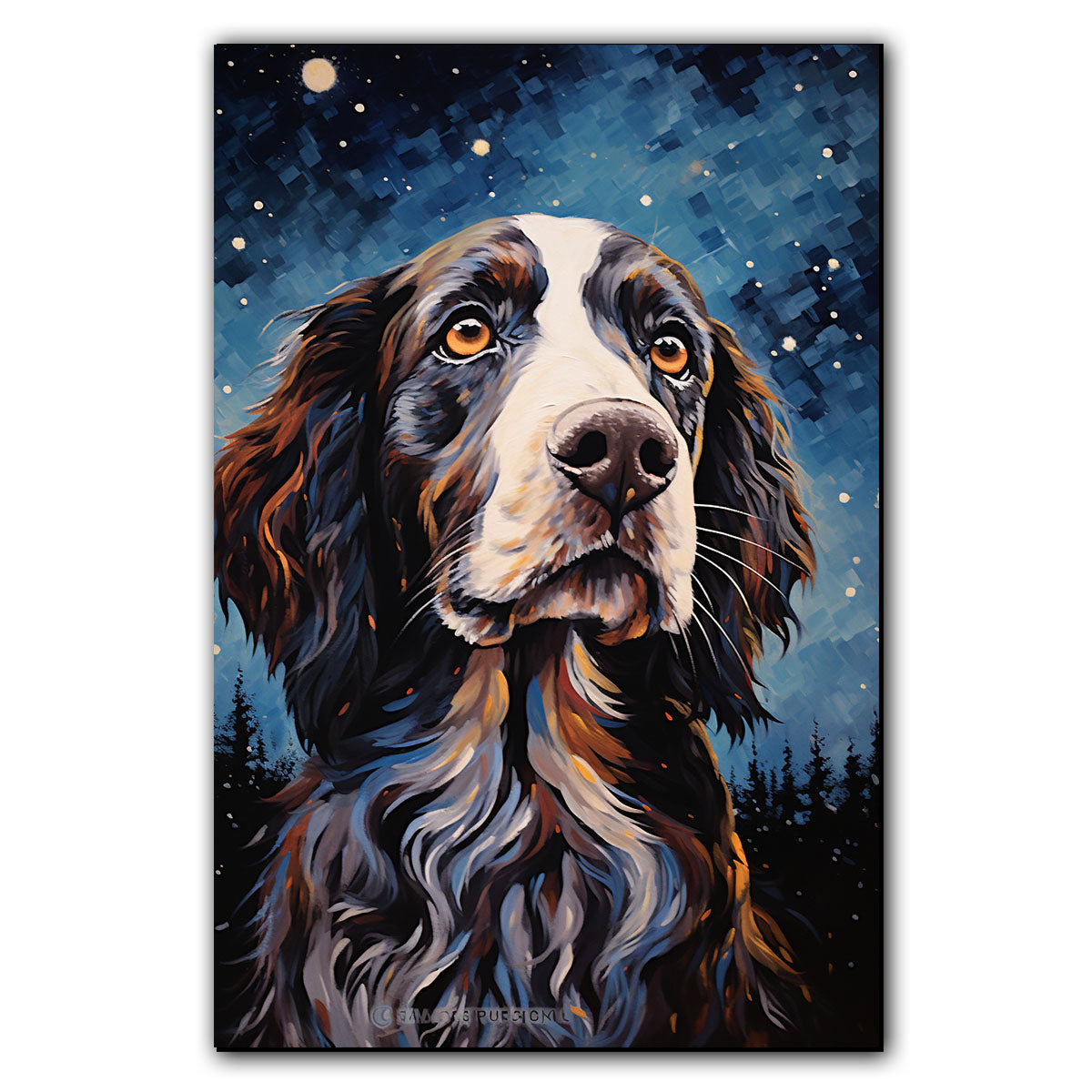 English Setter Art Starry Night Canvas Print of Van Gogh Oil Paintings ...