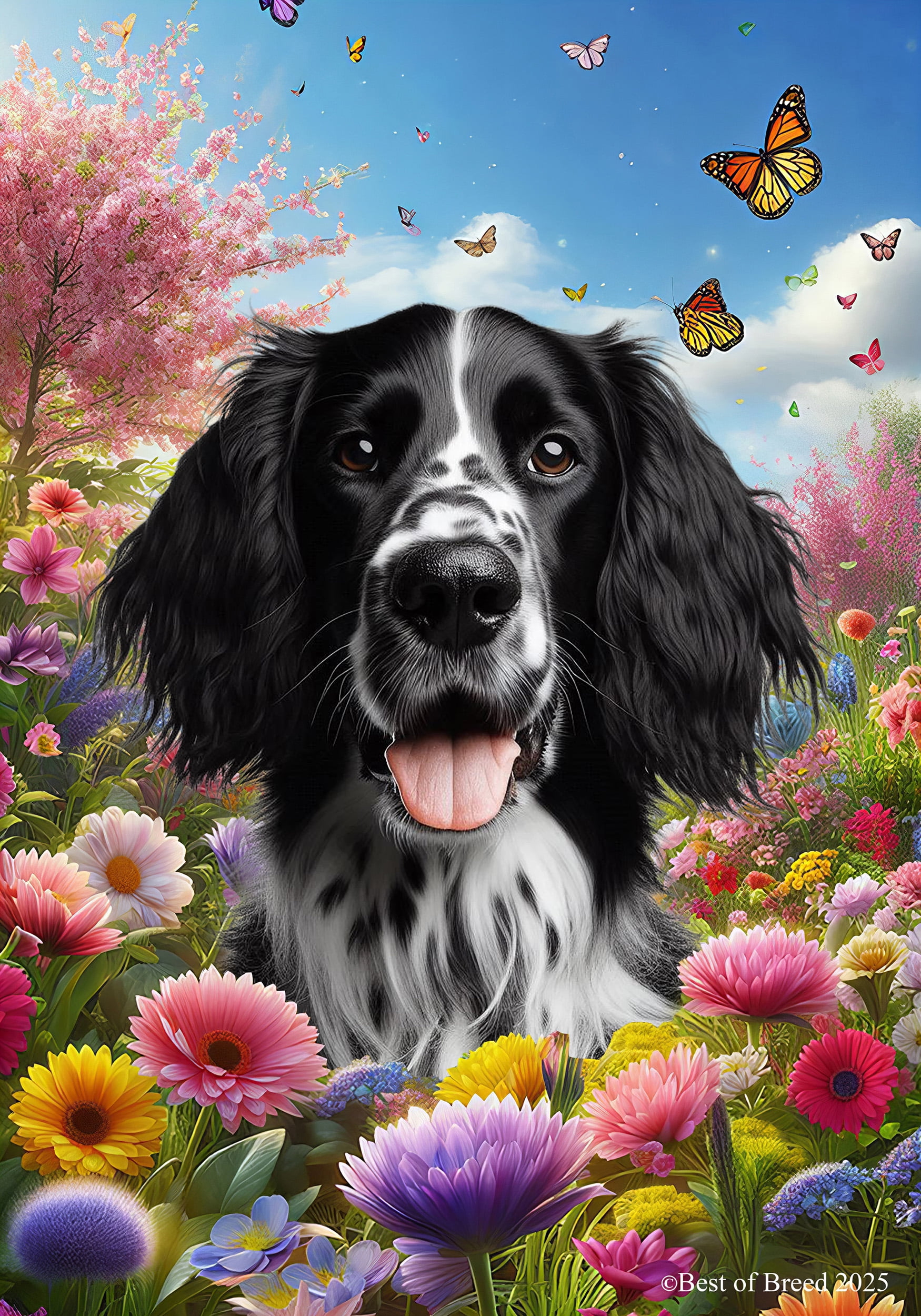 English Setter Black/White - Best of Breed Spring Butterfly Outdoor ...