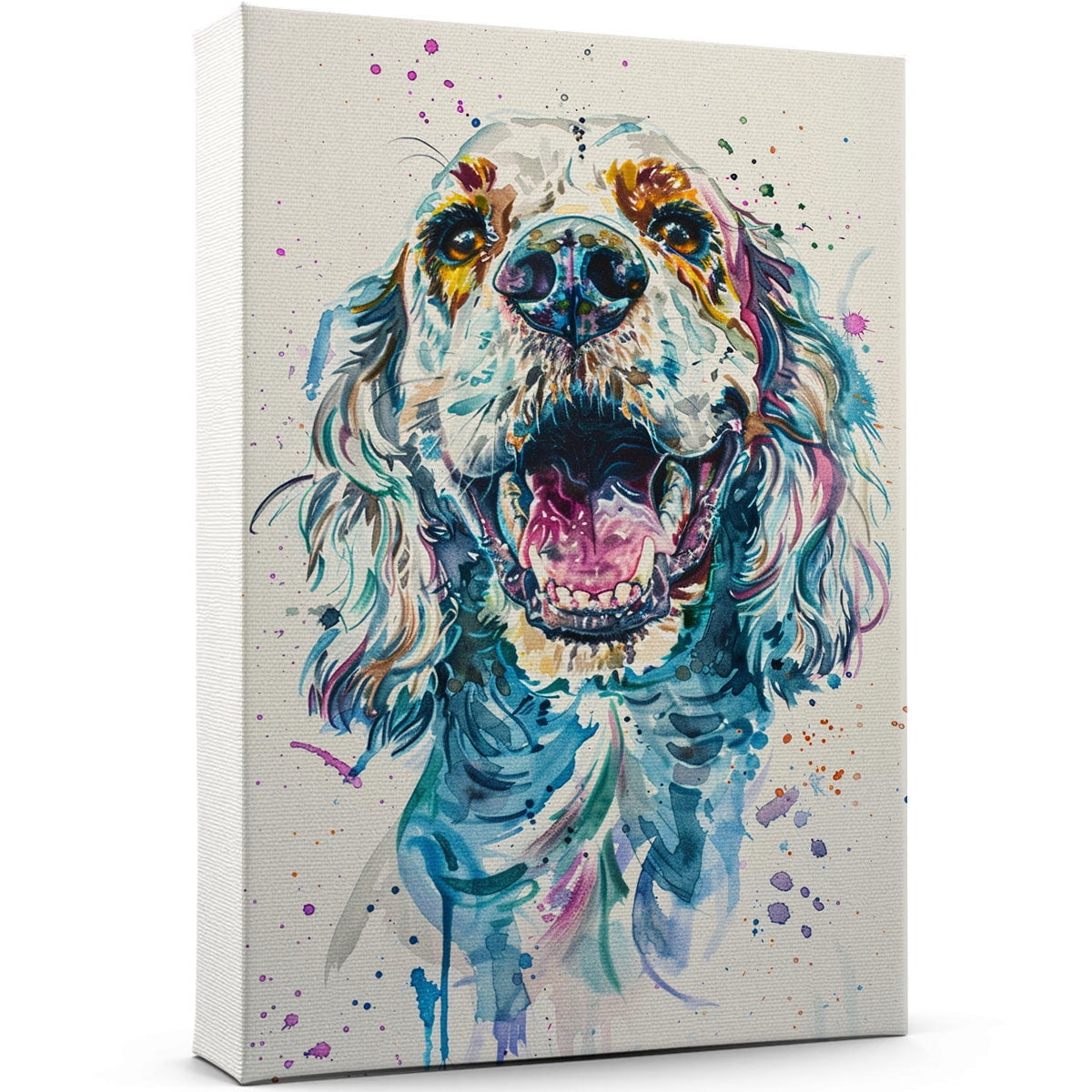 English Setter Canvas Wall Art, Modern Cute Colorful English Setter ...