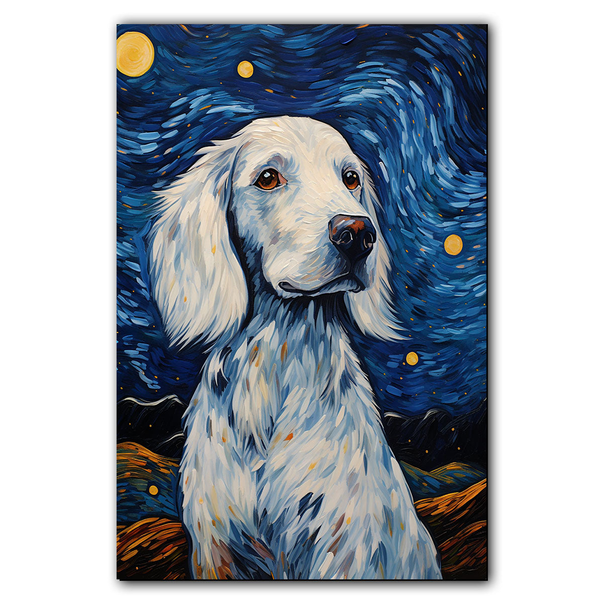 English Setter Dog Art Starry Night Paintings Van Gogh - Inspired ...