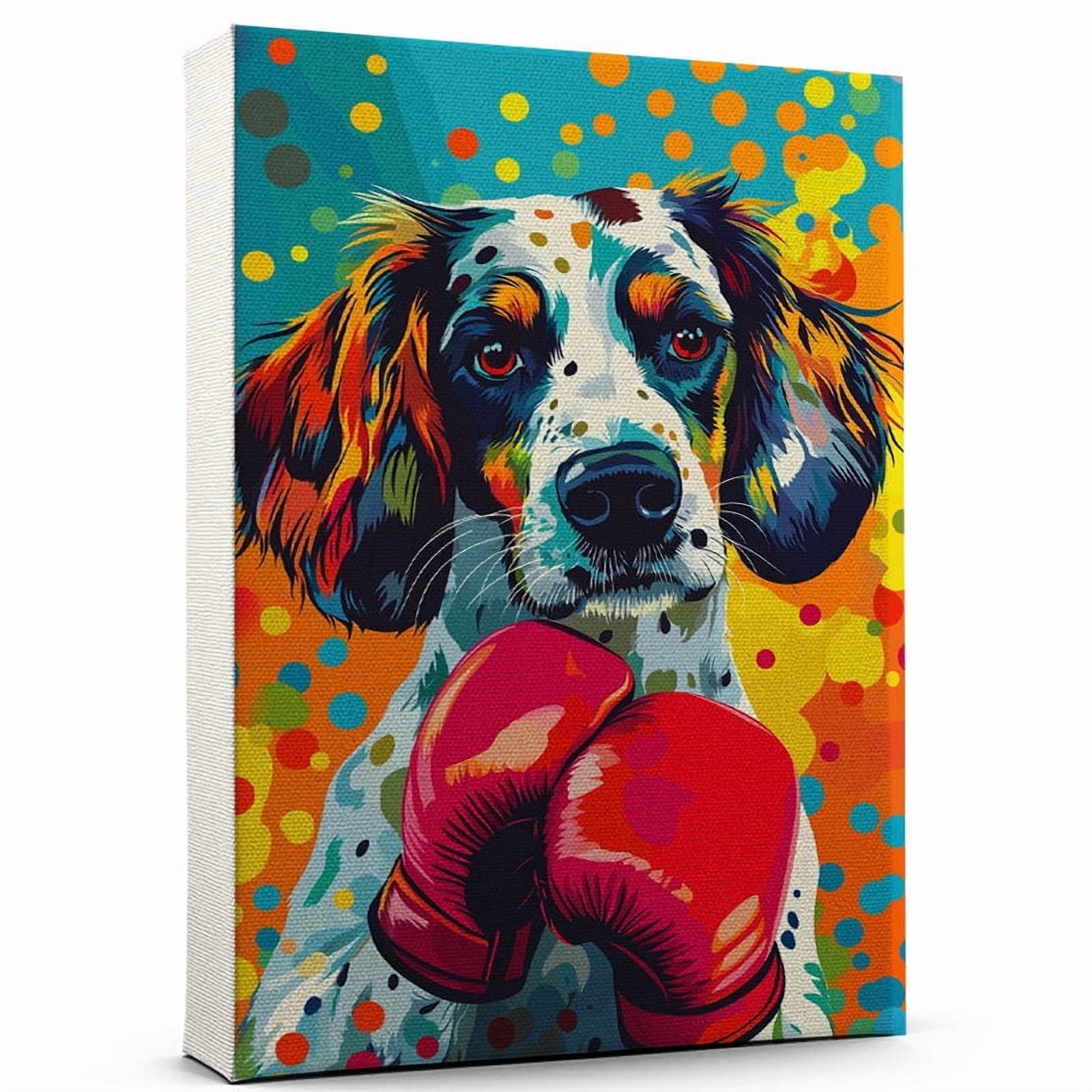 English Setter Dog Boxing Art Stretched Canvas Size 8x12 – English ...