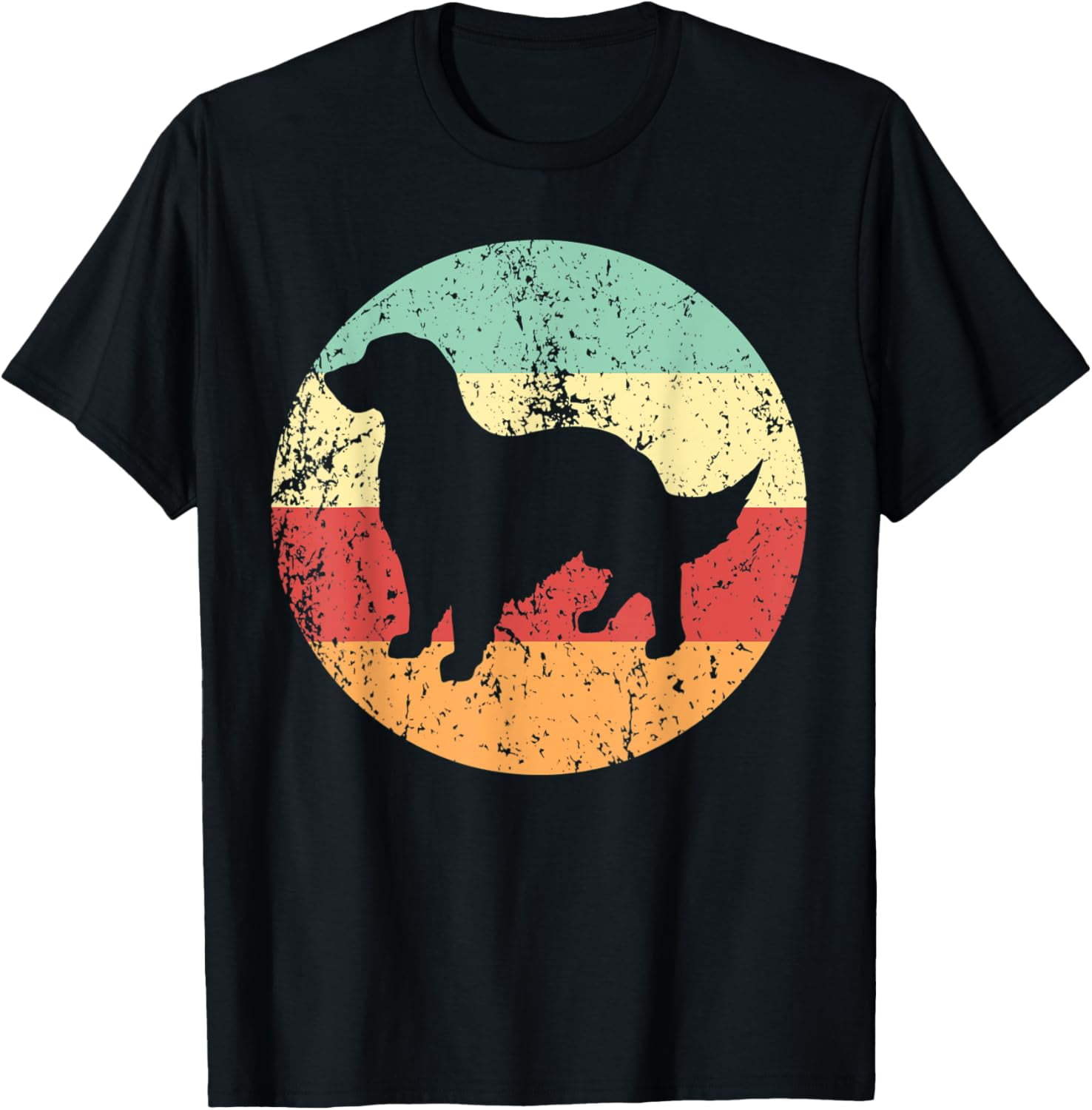 English Setter Dog Breed Silhouette Cool Retro 1970's Circle T-Shirt ...