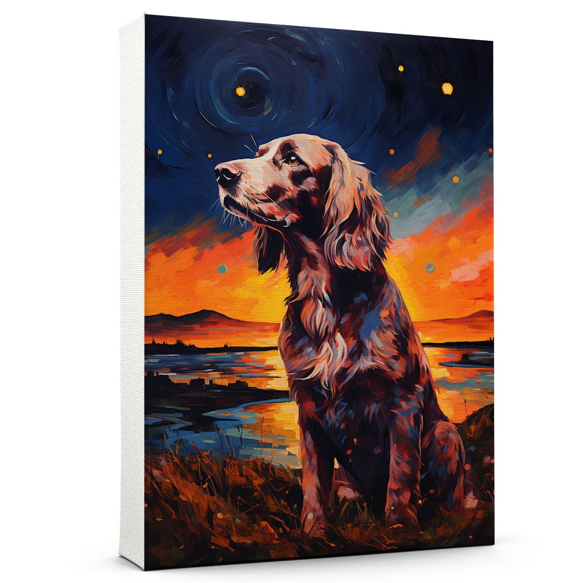 English Setter Dog Canvas Starry Night Van Gogh Inspired Arts Large ...