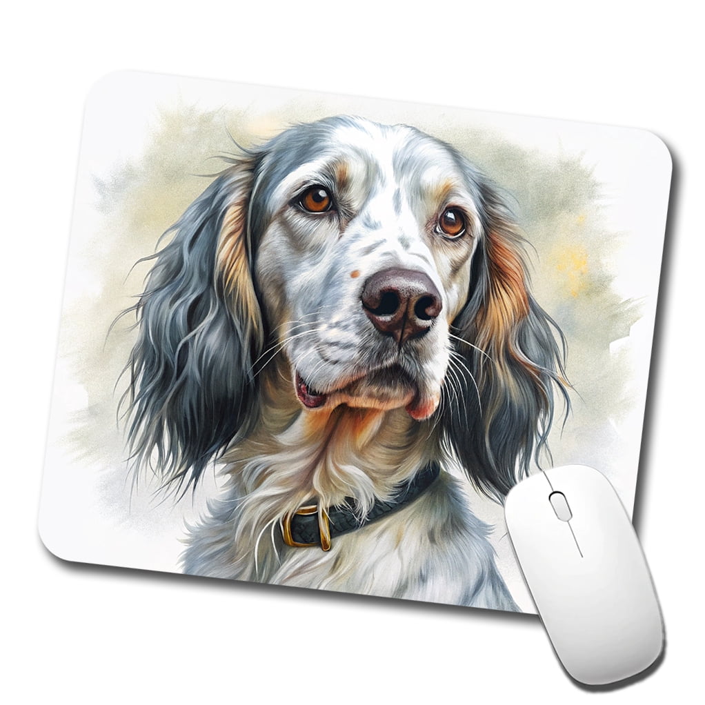 English Setter Dog Illustration Mouse Pad Low Profile Gaming Mat ...