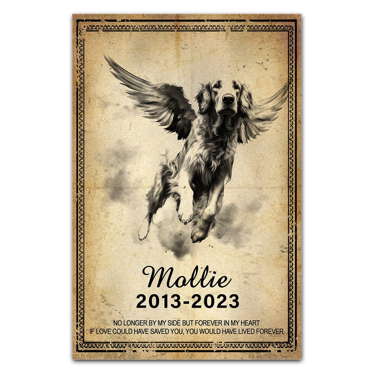 English Setter Dog Memorial Poster/Framed Canvas Prints, Personalized ...