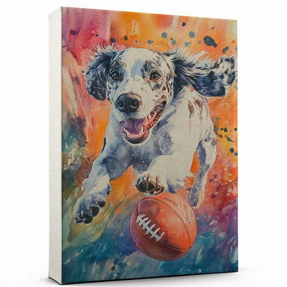 English Setter Dog Stretched Canvas Size 8x12 – American Football ...