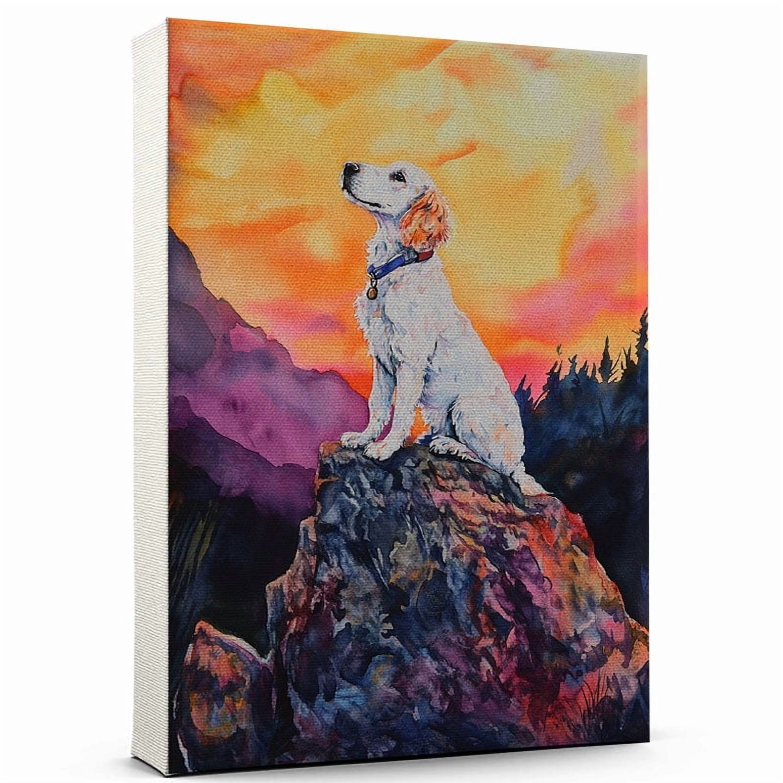English Setter Dog Stretched Canvas Size 8x12 – Climbing Theme Dog Art ...