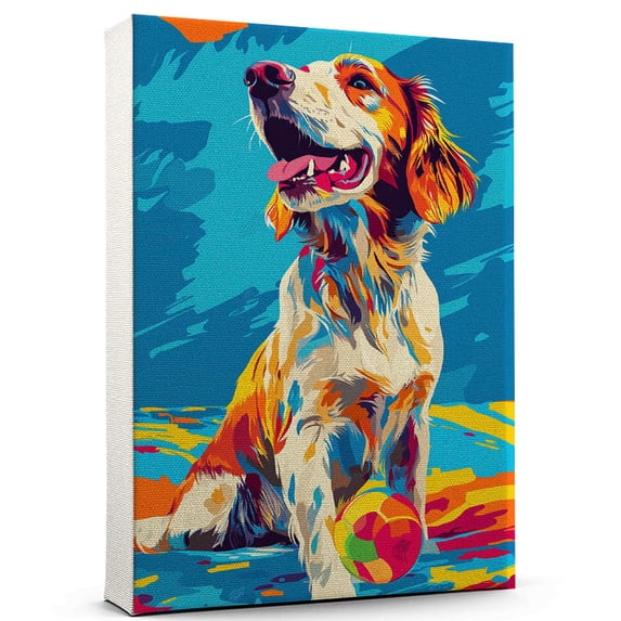English Setter Dog Swimming Stretched Canvas Size 8x12 – Funny English ...
