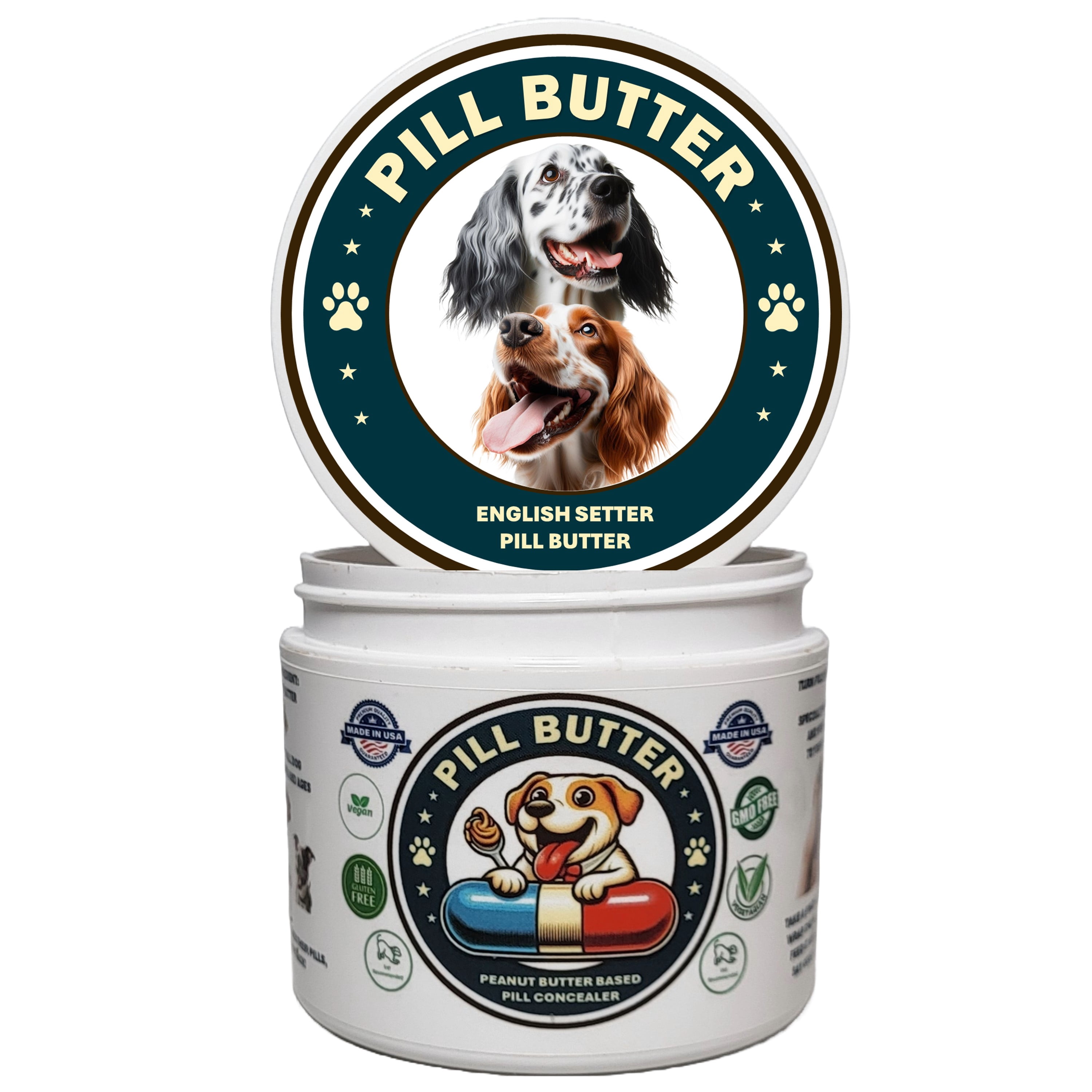 English Setter Dog Treats to Wrap Pills (+100 Breeds) Jar of Non-Sticky ...