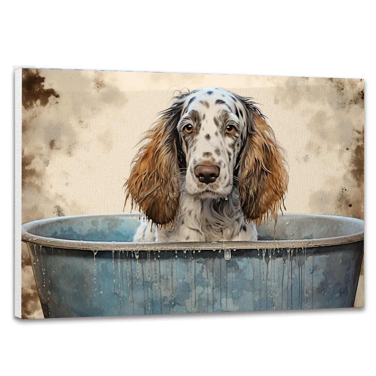 English Setter Dog Wall Art for Bathroom, Funny Animal Canvas, Canvas ...