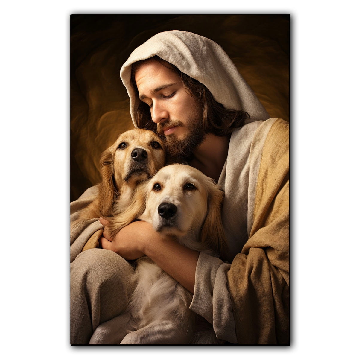 English Setter Gift - Dogs Breeds Canvas Wall Art - Man Hugging Dog ...