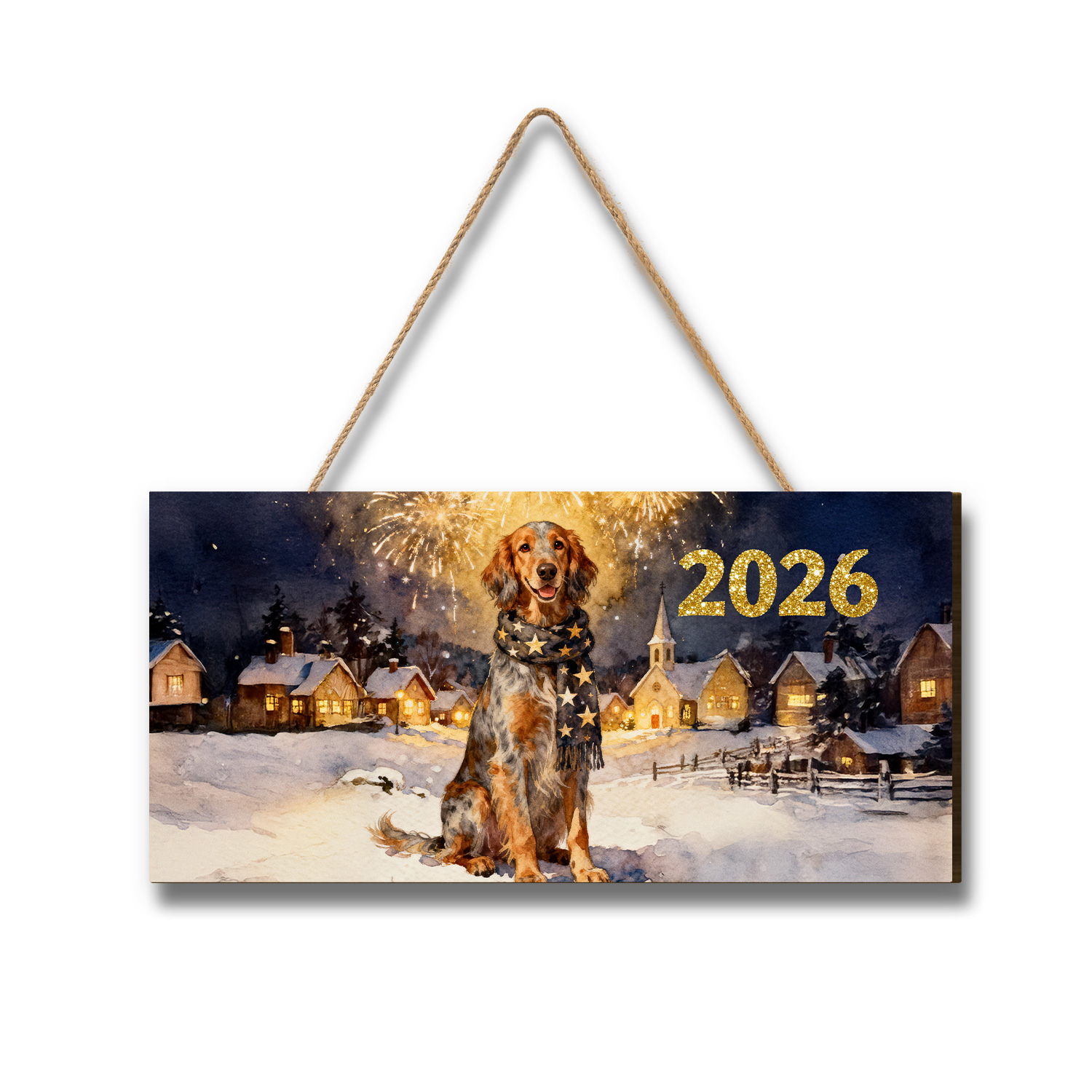 English Setter Happy New Year 2026 with Fireworks on New Year's Eve ...