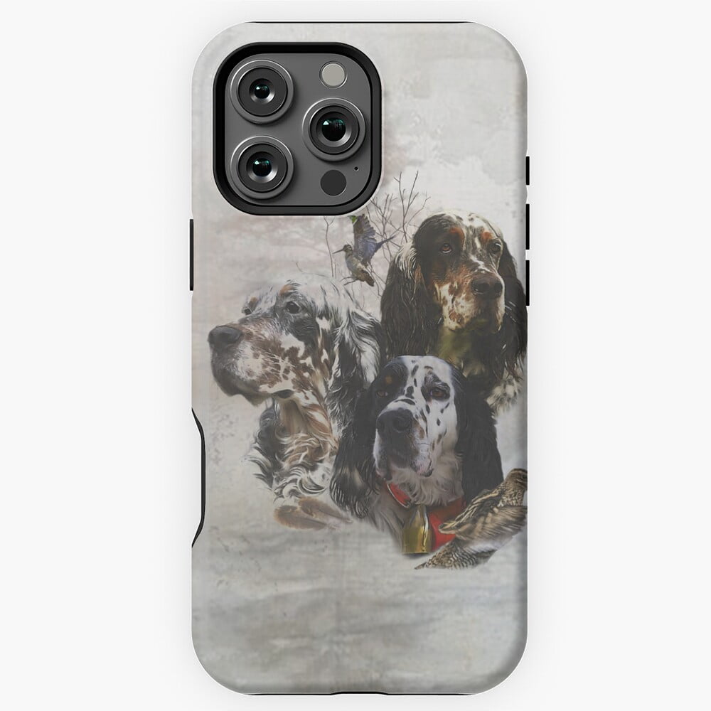 English Setter Hunting Dog Art iPhone Case 17 16 15 14 13 12 11 Pro Max ...