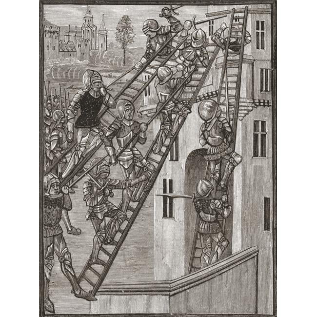 English Soldiers Scaling A Fortress In Gascony, During The Hundred ...