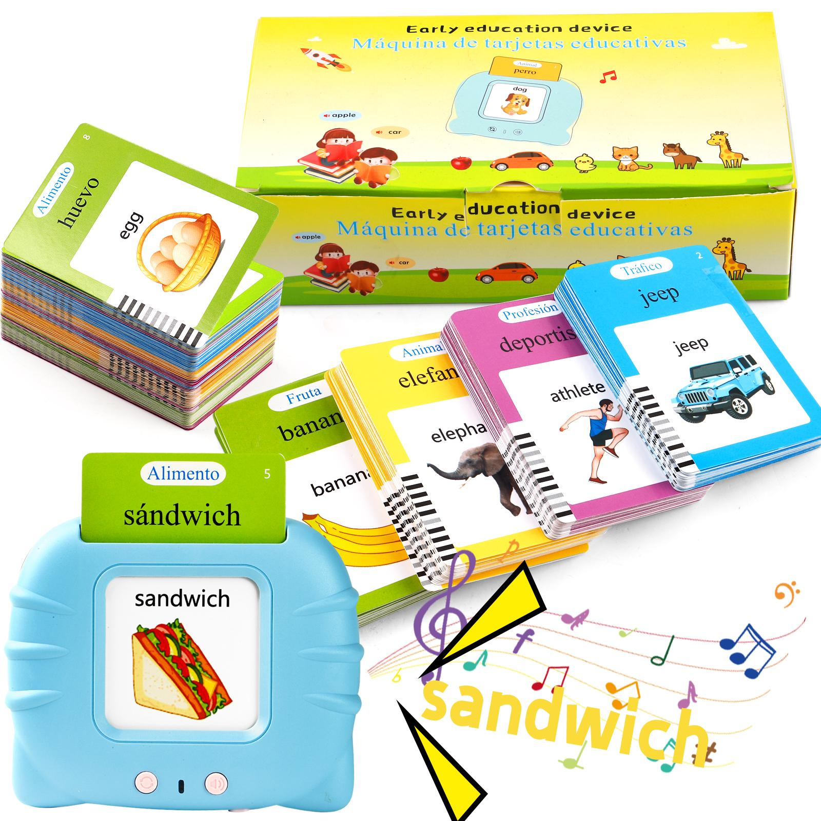 English & Spanish Bilingual Talking Flash Cards Toy with 224 Sight ...