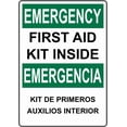 English + Spanish EMERGENCY First Aid Kit Inside Sign 8x12 Inch Metal ...