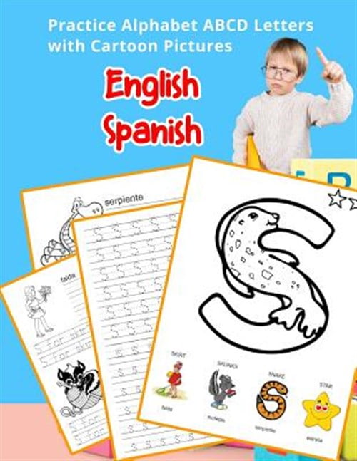 English Spanish Practice Alphabet ABCD letters with Cartoon Pictures ...