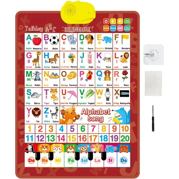 English and Spanish Talking Wall Chart for Kids, Electronic Interactive ...