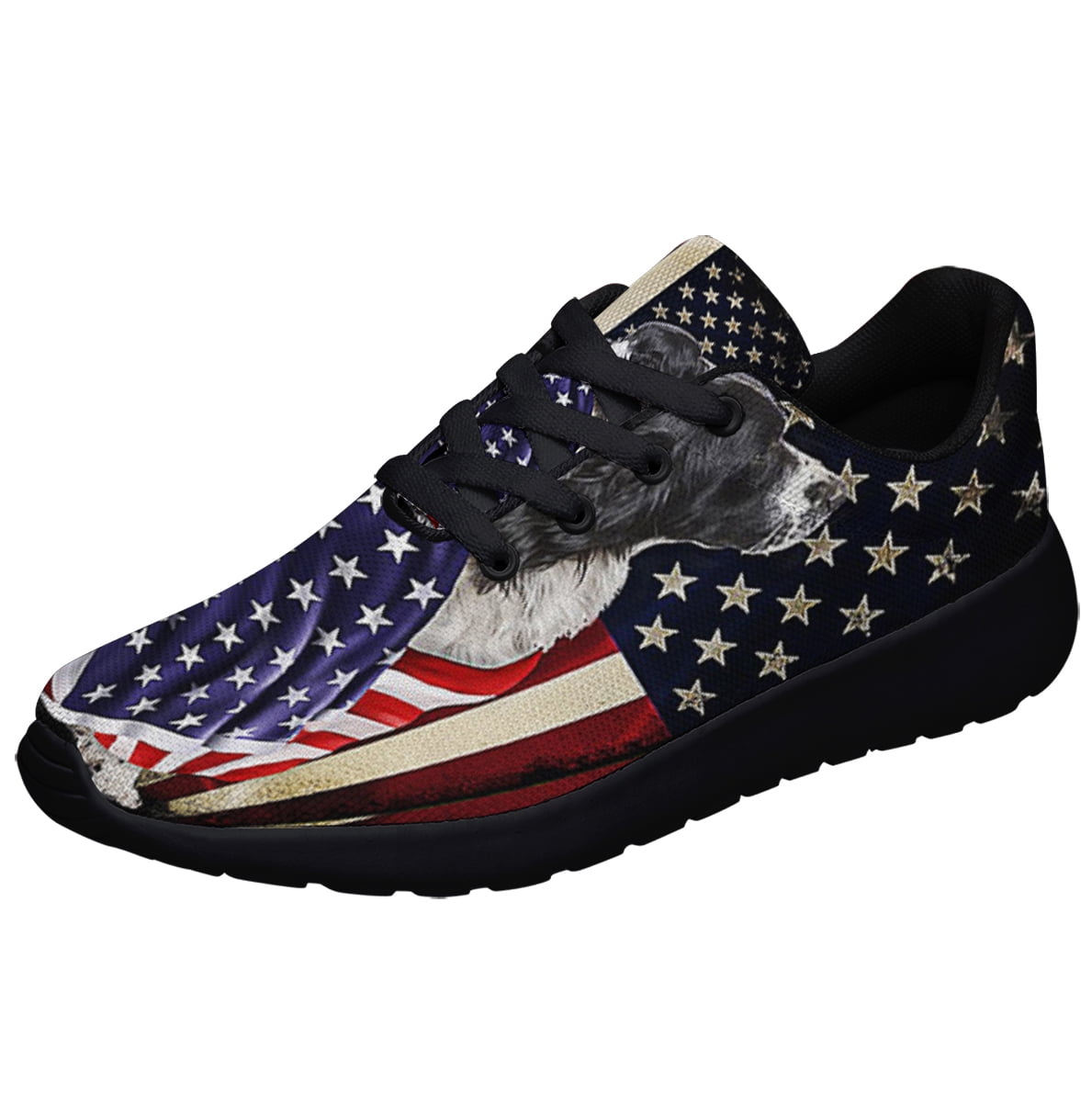 English Springer Spaniel American flag Patriot Shoes Sneakers Black ...