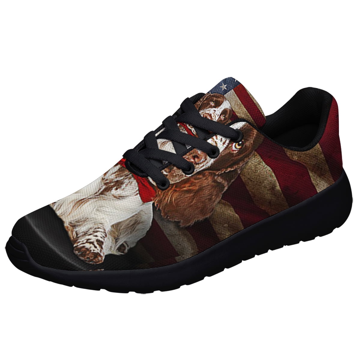 English Springer Spaniel Dog American flag Shoes Sneakers Black Size 5 ...