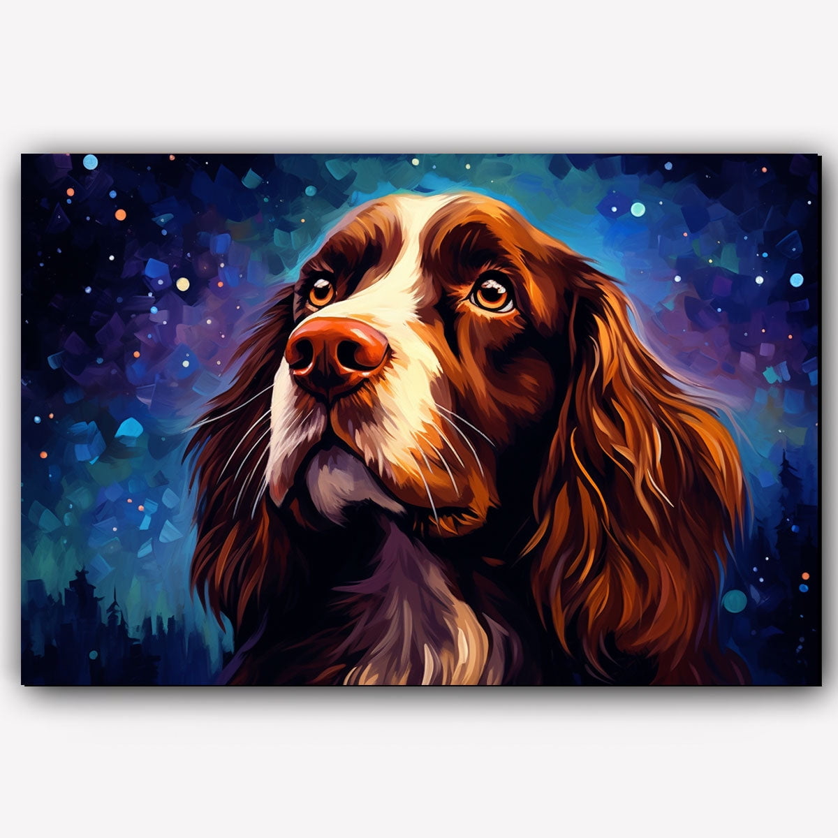 English Springer Spaniel Dog Art Print Canvas, Wall art Painting Decor ...