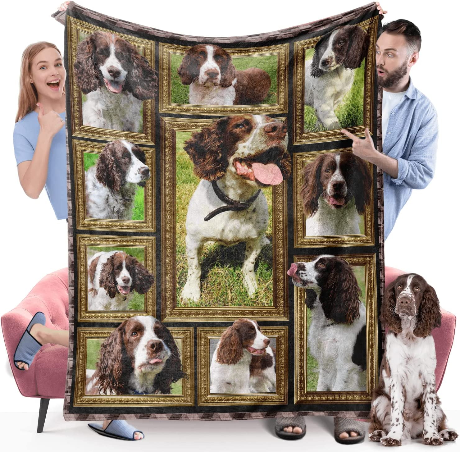 English Springer Spaniel Dog Blanket, Fleece Throw Blanket for Couch ...