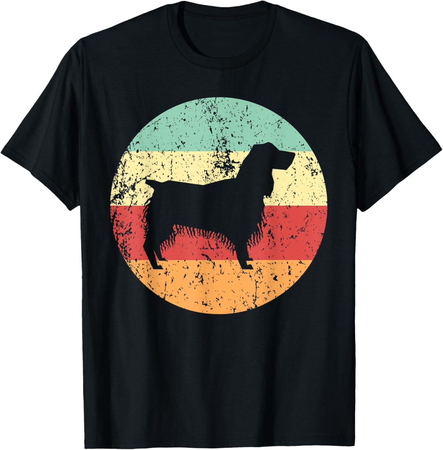 English Springer Spaniel Dog Breed Cool Retro 1970's Circle T-Shirt ...