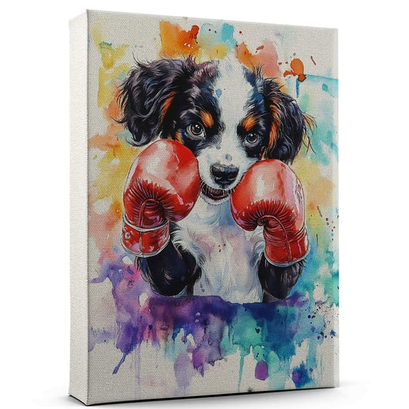 English Springer Spaniel Dog Canvas Boxing Stretched Canvas Size 8x12 ...
