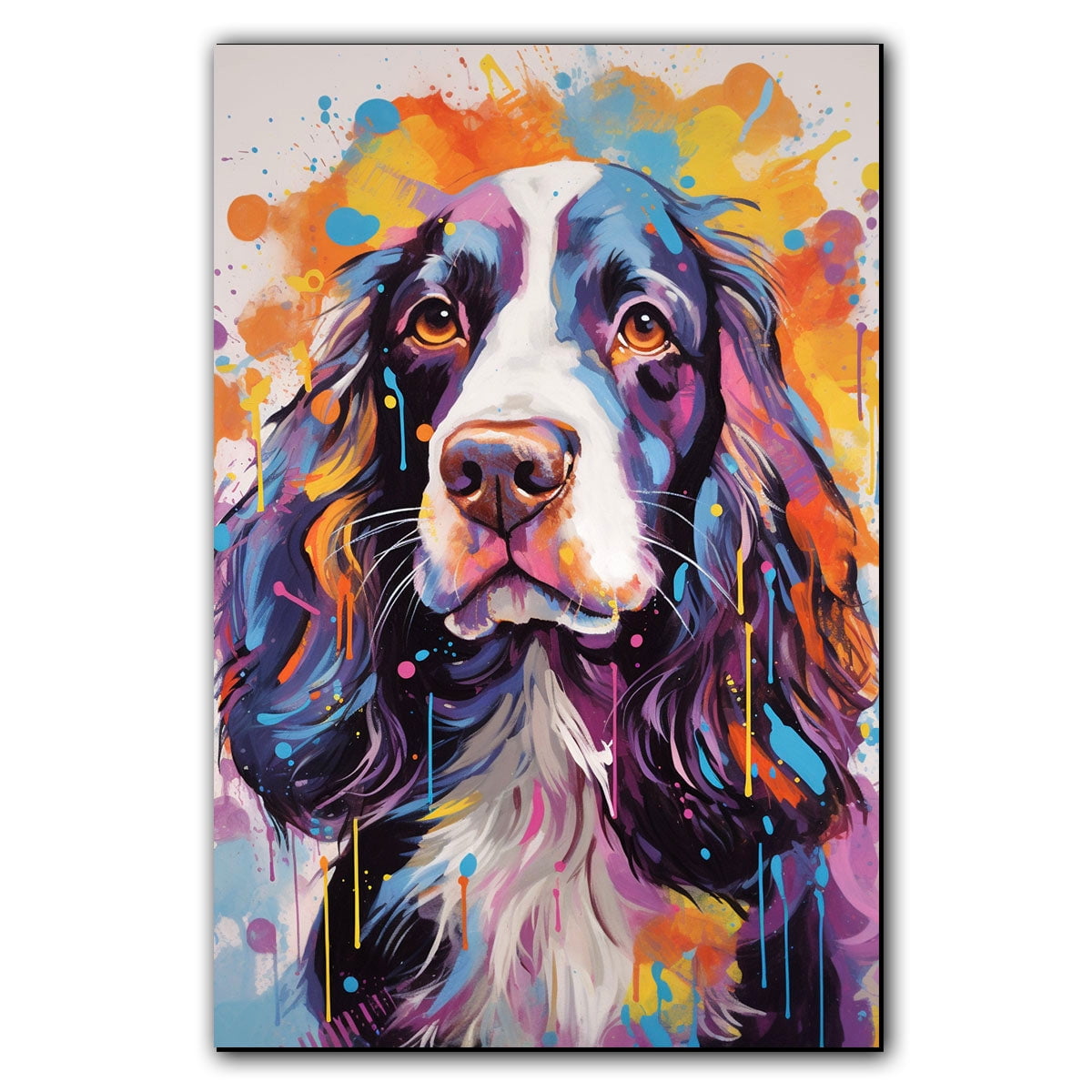 English Springer Spaniel Dog Gift - Art Bedroom - Graffiti Dog Wall Art For Living Room Large ...