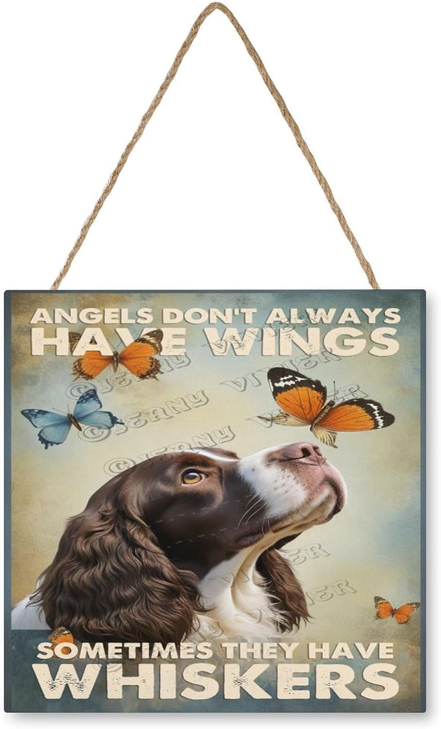 English Springer Spaniel Dog Hanging Wood Decor Sign, Rustic Wooden ...