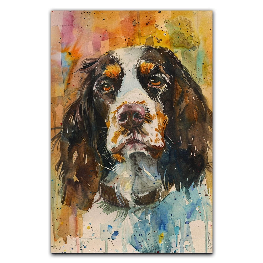 English Springer Spaniel Dog Poster Wall Art, Modern Cute Colorful ...