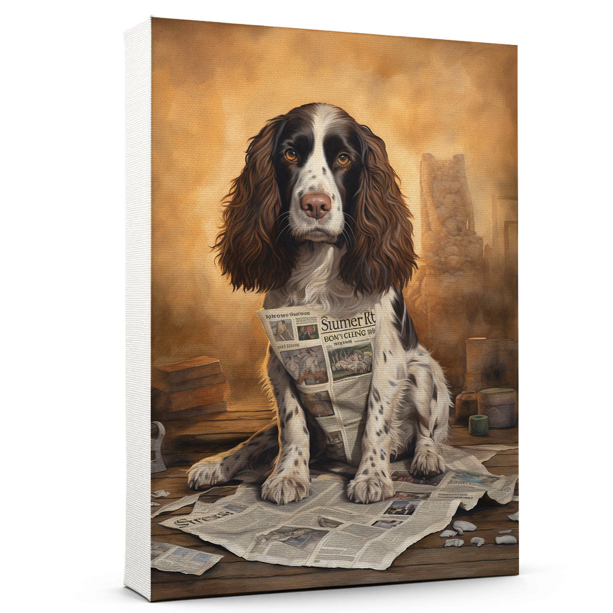 English Springer Spaniel Dog Read Newspapers Sitting Poster Prints on ...
