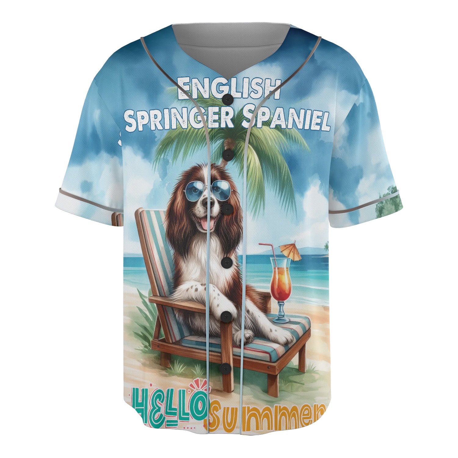 English Springer Spaniel Hello Summer Beach Theme with Sunglasses and ...