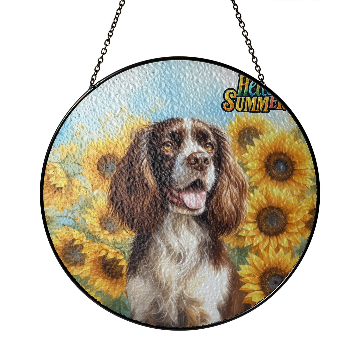 English Springer Spaniel Hello Summer Sunshine Sunflowers Spring Retro ...
