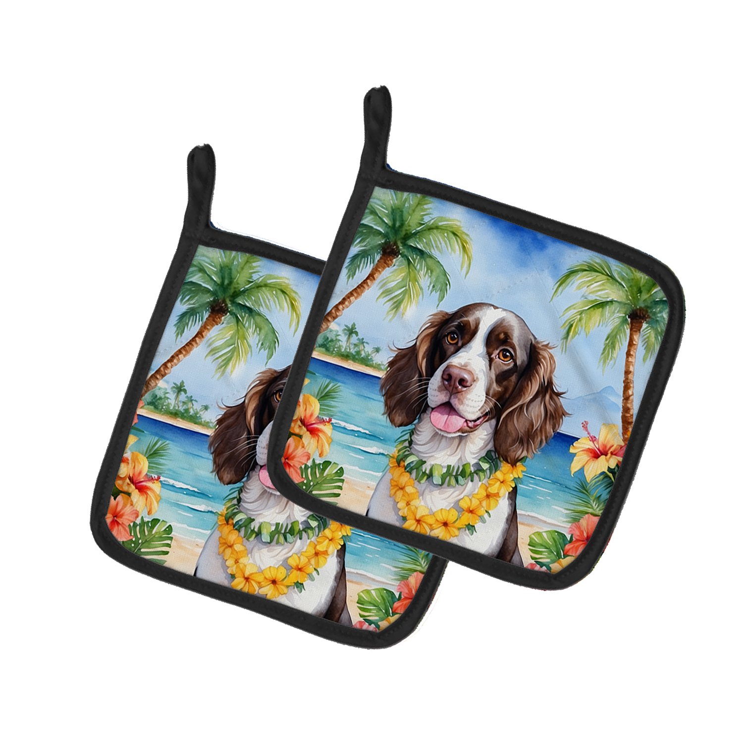 English Springer Spaniel Luau Pair of Pot Holders - Walmart.com