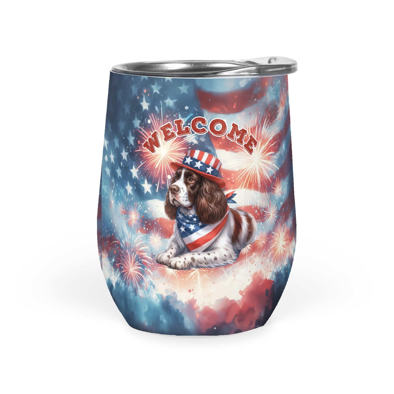 English Springer Spaniel Patriotic Welcome for 4Th of July Independence ...