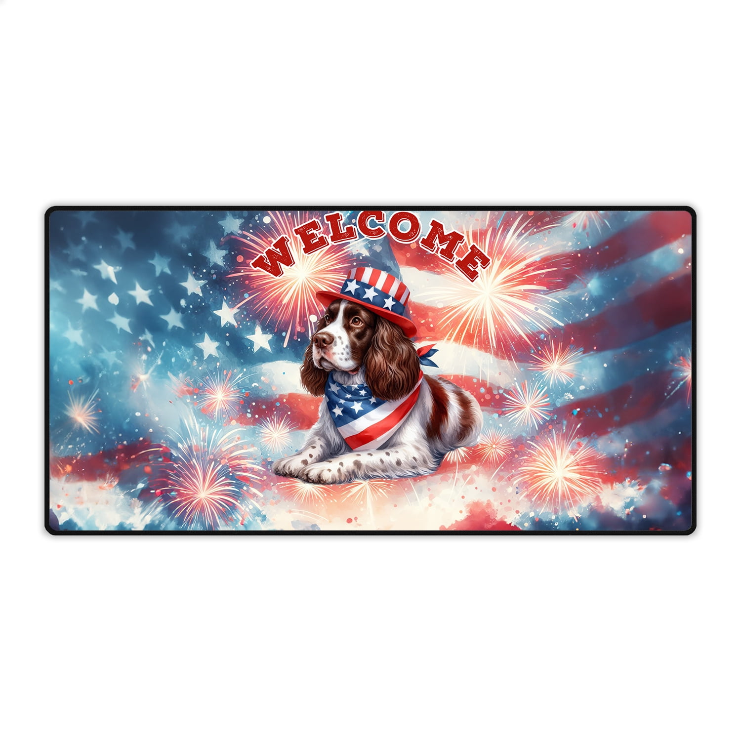 English Springer Spaniel Patriotic Welcome for 4Th of July Independence ...