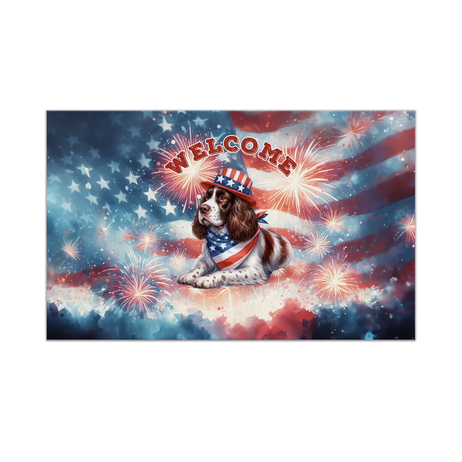 English Springer Spaniel Patriotic Welcome for 4Th of July Independence ...