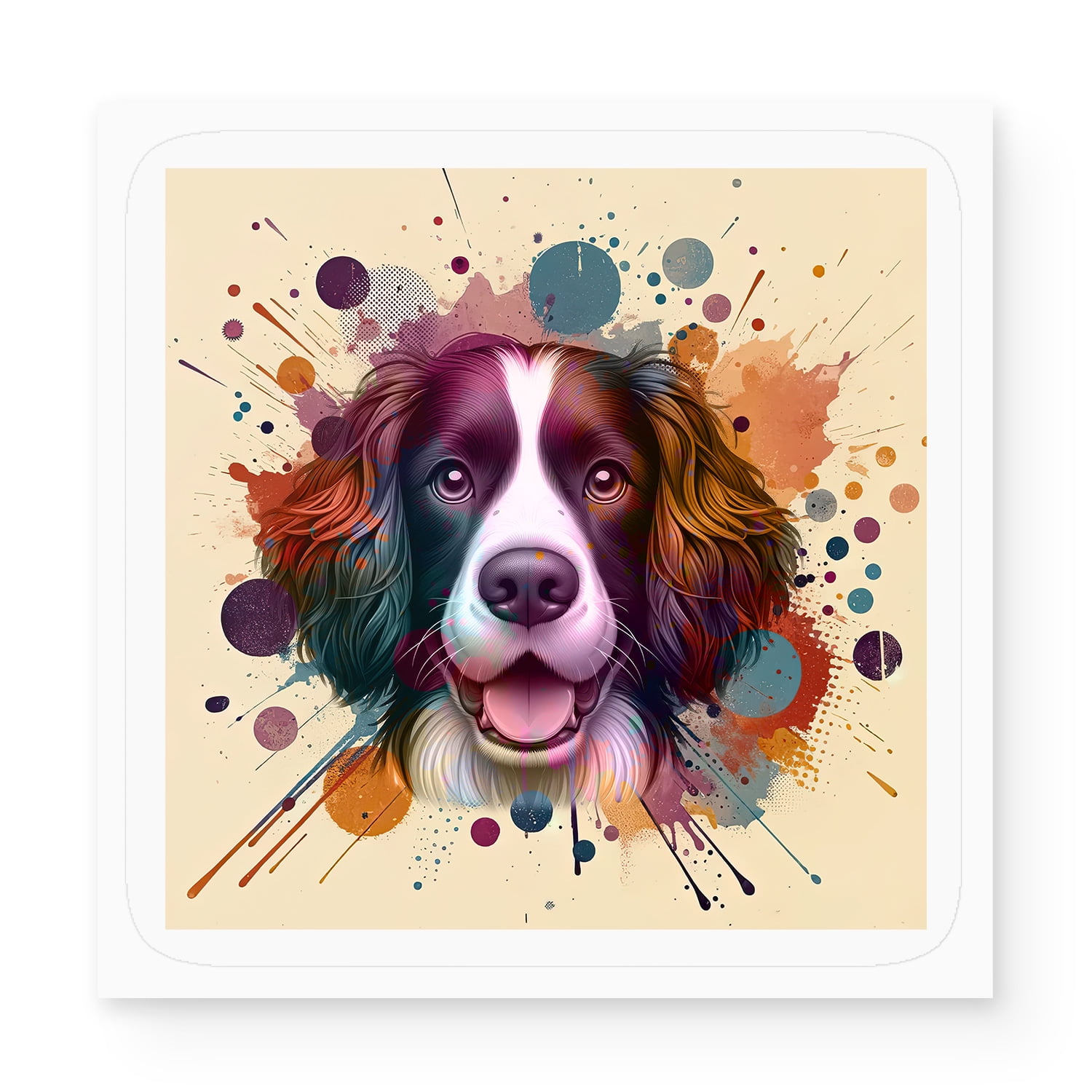English Springer Spaniel Portrait Watercolor Vintage Retro Styles Vinyl ...