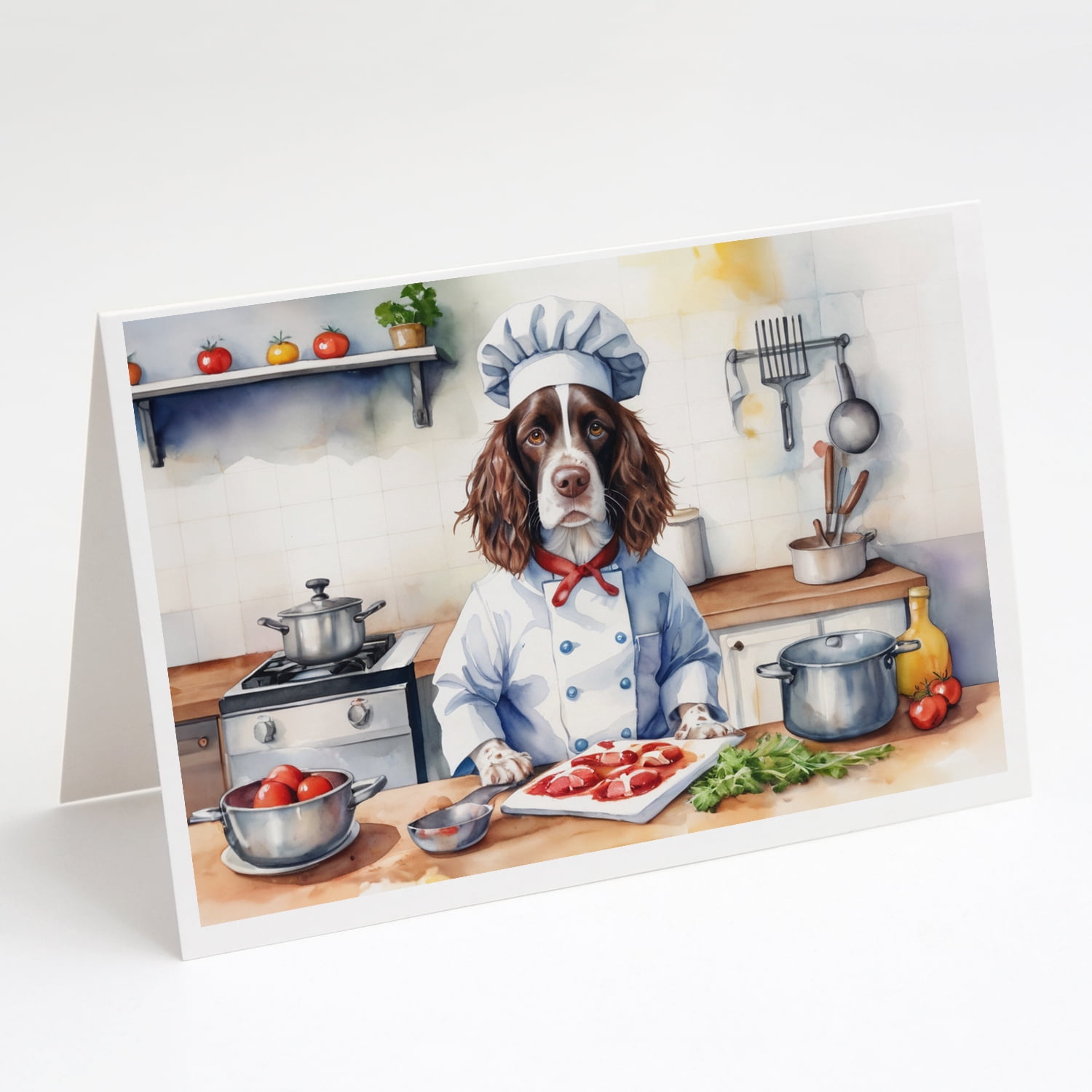 English Springer Spaniel The Chef Greeting Cards Pack of 8 7 in x 5 in ...