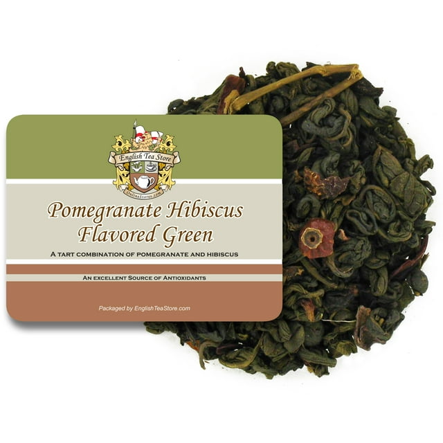 English Tea Store Pomegranate Hibiscus Flavored Green Tea Loose Leaf ...