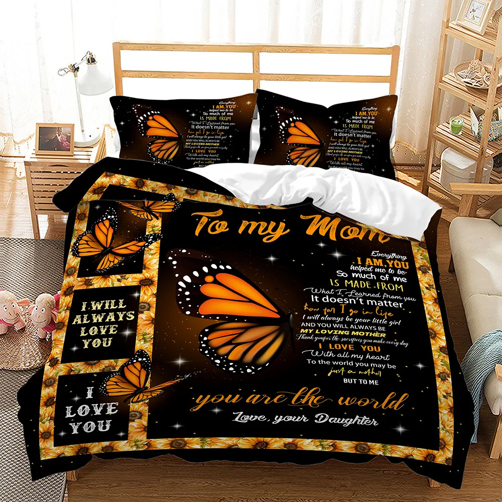 English Thanks Letters King Duvet Cover Express Love for Dad Mom ...