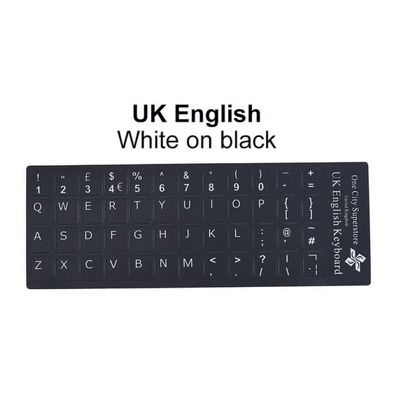 English Universal Language Keyboard Stickers Alphabet Letters Black ...